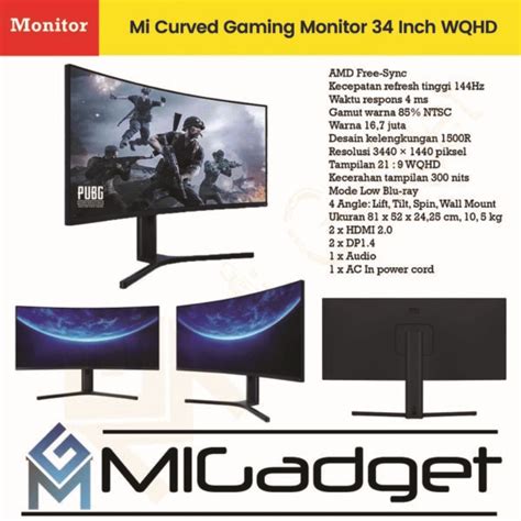 Xiaomi Monitor Gaming Curved 34 Inch Mi Gadget Malang