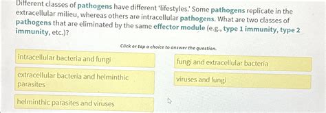 Solved Different Classes Of Pathogens Have Different Solved Different Classes Of Pathogens Have Different