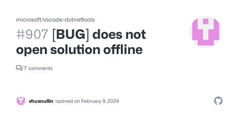 [bug] does not open solution offline · issue 907 · microsoft vscode