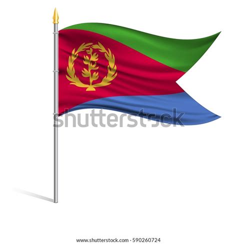 National Flag Eritrea On Pole Wavy Stock Vector Royalty Free 590260724 Shutterstock
