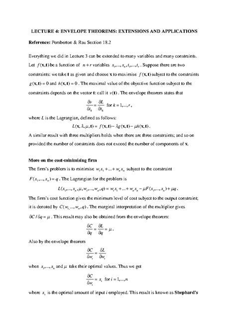 Lect04 Mathematics Notes And Assignments Lecture 4 Envelope