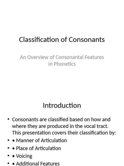 Consonants Classification Presentation Pdf