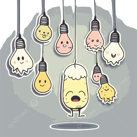 행복한 전구의 개념 벡터 고립 된 만화 교수형 조명 스티커 디자인 상표 Png 일러스트 및 벡터 에 대한 무료 다운로드 Pngtree