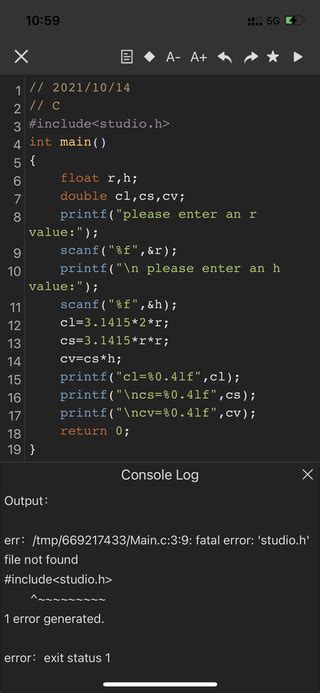 编写一个程序，从键盘输入圆的半径r，圆柱的高h，分别计算出圆周长cl、圆面积cs和圆柱的体积cv，输出计算结果时要求保留小数点后四位。编程