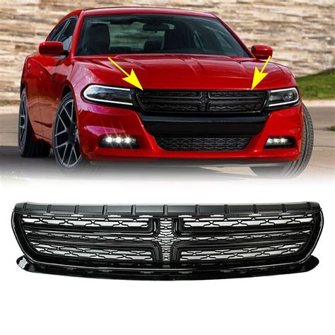 Front Bumper Upper Grille Glossy Black For 2015 2020 Dodge Charger
