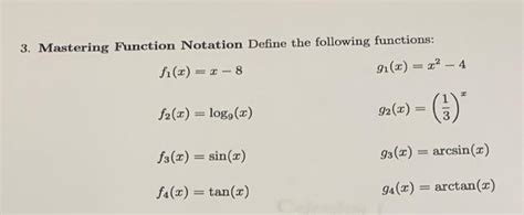 Solved 3 Mastering Function Notation Define The Following