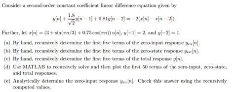 Solved Consider A Second Order Constant Coefficient Linear Chegg