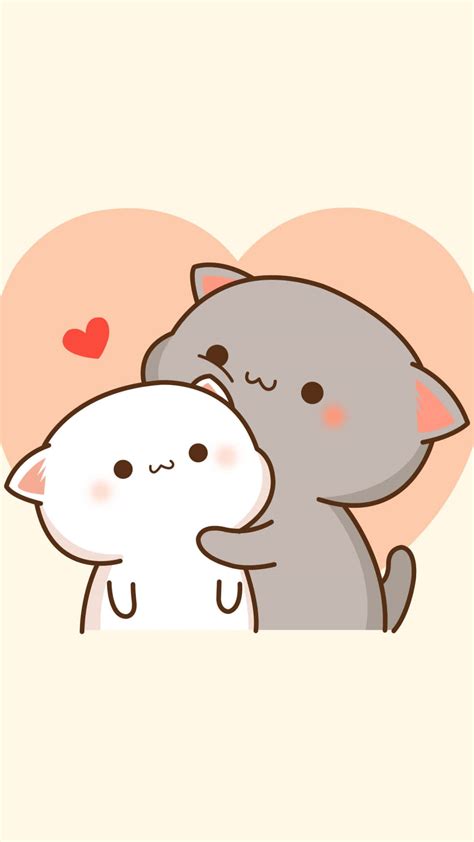 Download Cute Cartoon Cats Hugging Wallpaper