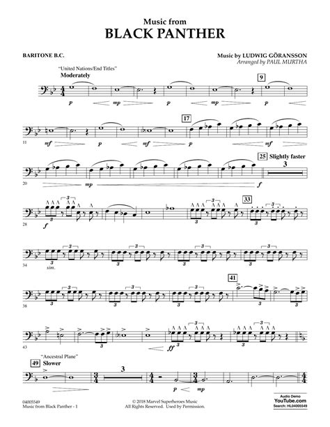 Music From Black Panther Baritone Bc By Paul Murtha Sheet Music