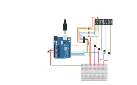 Circuit Design 7 Segment 4 Digit Test Tinkercad