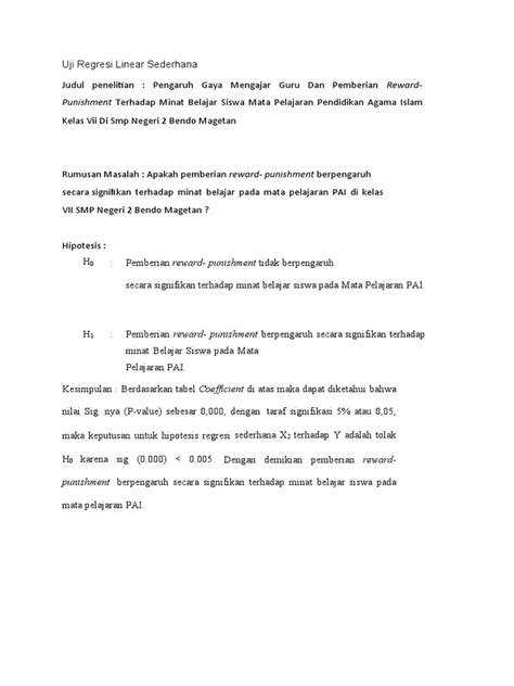 Uji Regresi Linear Sederhana Pdf