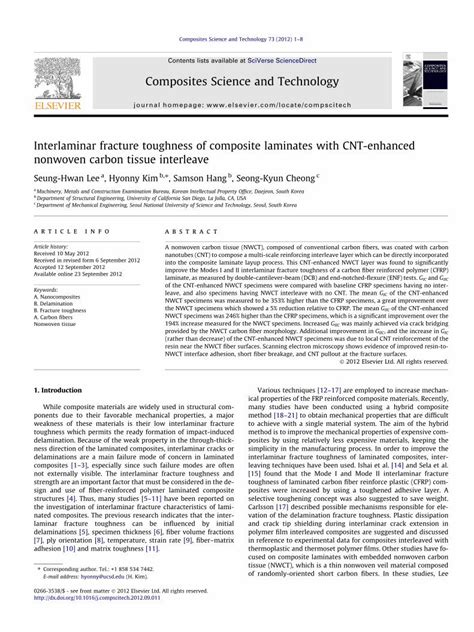 Pdf Interlaminar Fracture Toughness Of Composite Laminates With Cnt