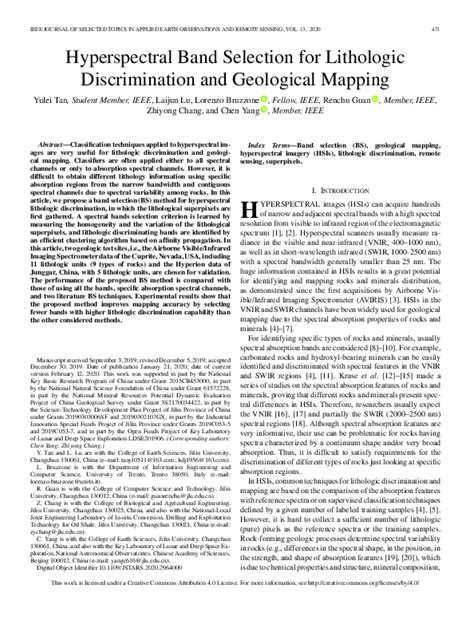 Pdf Hyperspectral Band Selection For Lithologic Discrimination And Geological Mapping