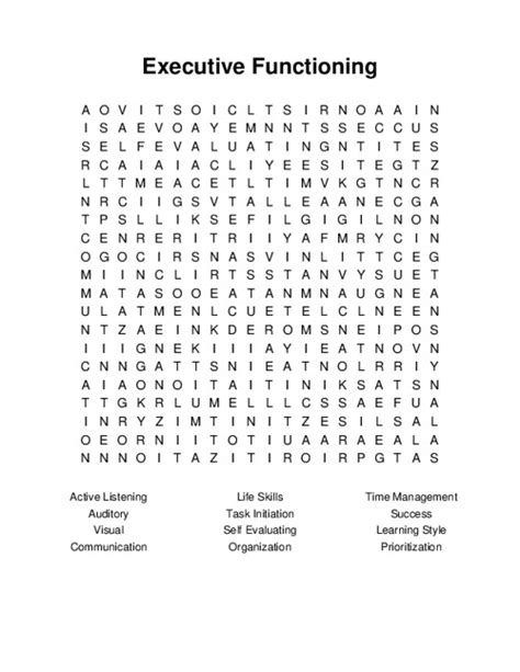 Executive Functioning Word Search