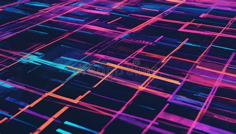 Abstract Digital Art With Geometric Lines And Shapes In Shades Of Pink Blue And Orange The