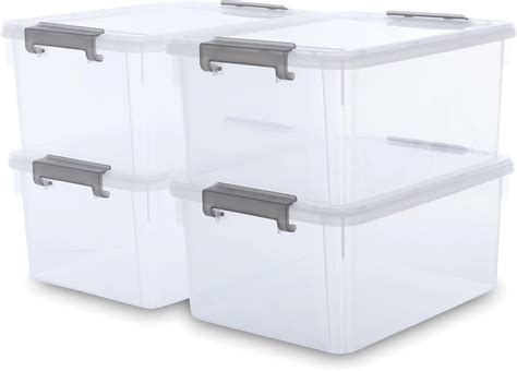 Citylife 17 Qt Plastic Storage Bins With Latching Lids Stackable Storage Containers For