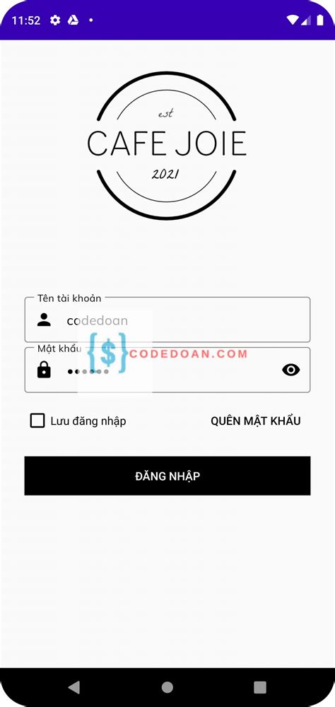 App Quản Lý Quán Cafe đơn Giản Csdl Sqlite Ngôn Ngữ Java Có Báo Cáo Sàn Giao Dịch Source Code
