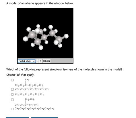 Solved A Model Of An Alkane Appears In The Window