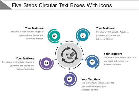 Five Steps Circular Text Boxes With Icons Presentation Powerpoint