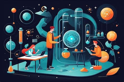 Premium Photo A Flatstyle Image Of Students Exploring The Principles Of Quantum Physics In The