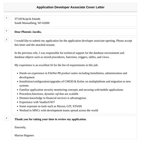 Application Developer Associate Cover Letter Velvet Jobs