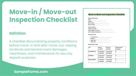 Move Out Inspection Checklist Move Inmove Out Form
