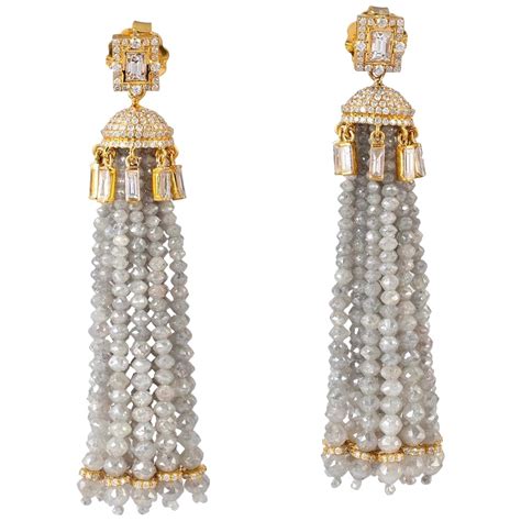 6526 Carat Diamond 18 Karat Gold Drop Tassel Earrings For Sale At 1stdibs