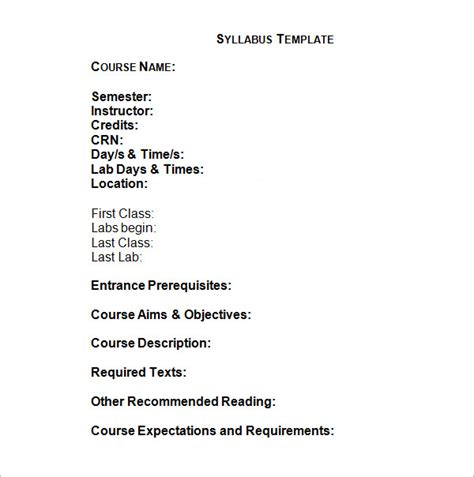Free 7 Sample Syllabus Templates In Pdf With Blank Syllabus Template Syllabus Template