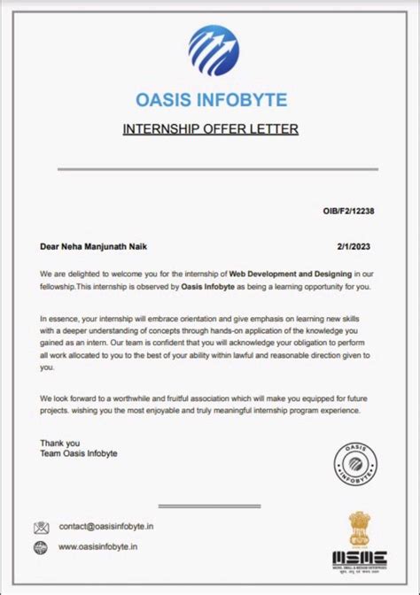 neha naik on linkedin oasisinfobyte webdevelopment internship oasis