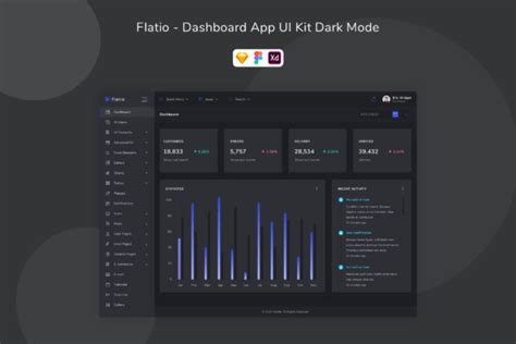 Flatio Dashboard App Ui Kit Dark Mode Graphic By Betush · Creative