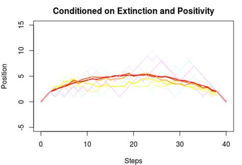 the asymmetric random walk as displayed in fig 2 but conditioned to