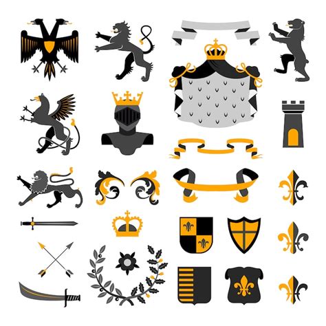 Símbolos Medievales Clip Art Knight Medieval Icons Set In Simple