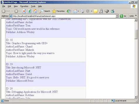 Other Databound Controls ASP NET
