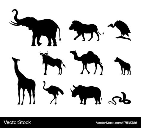 Silhouettes Of African Animals Nature Of Africa Vector Image