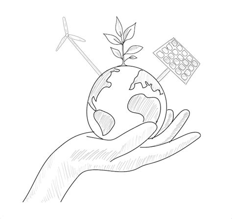 Premium Vector Windmill Solar Panel Recycle And Earth In Human Hand Energy Saving Hand