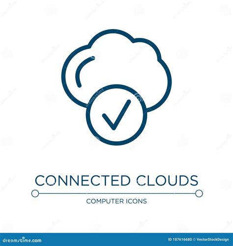 Connected Clouds Icon Linear Vector Illustration From Cloud Computing Collection Outline