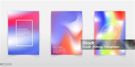 홀로그램 포스터 세트입니다 추상적인 배경입니다 그라데이션 메쉬 미래의 홀로그램 포스터입니다 90 년대 80 년대 복고 스타일 브로셔 배너 벽지 모바일 화면에 대 한 무지개