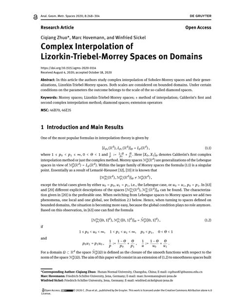 Pdf Complex Interpolation Of Lizorkin Triebel Morrey Spaces On Domains