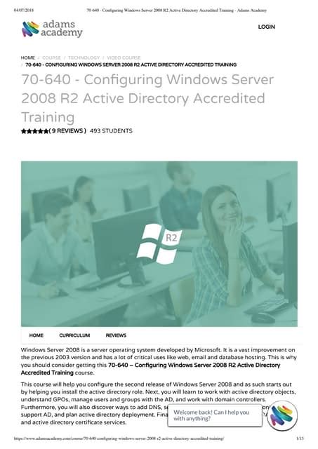 70 640 Configuring Windows Server 2008 R2 Active Directory Accredited Training Adams Academy