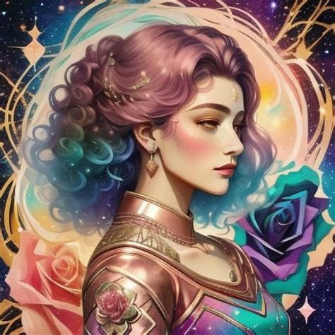 Color Select Shimmering Rose Gold And Pearlescent Woman 13 With A Galaxy Of Stars In Her