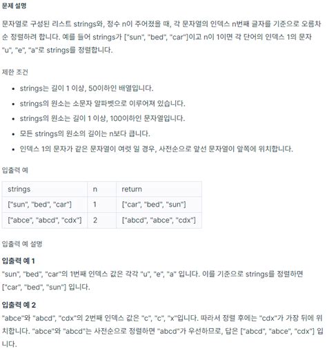 프로그래머스 Level 1 문자열 내 마음대로 정렬하기 Javascript 프로그래머스 Level 1 문자열 내 마음대로 정렬하기 Javascript
