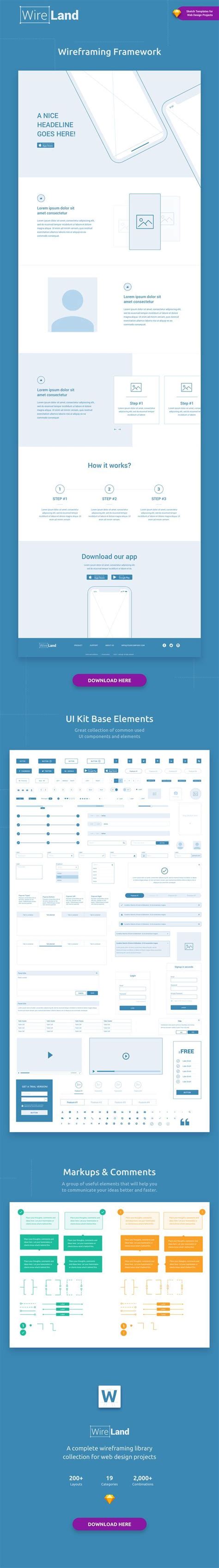 Wireland Wireframe Library For Web Design Projects Sketch Template Web Design Projects