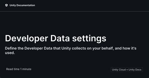 developer data settings unity cloud unity docs
