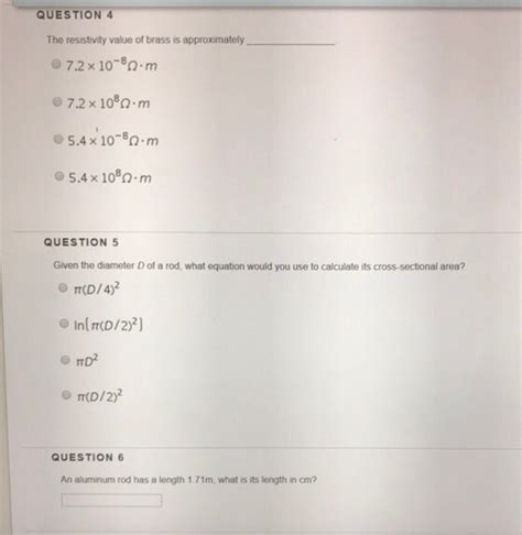 Solved The Resistivity Value Of Brass Is Approximately