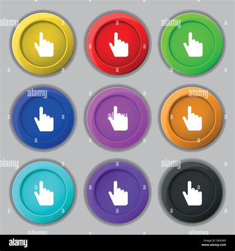 Cursor Icon Sign Symbol On Nine Round Colourful Buttons Vector Stock Vector Image And Art Alamy