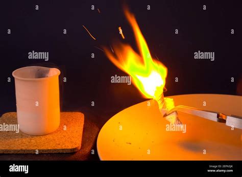 Chemical Experiments With Chemicals Flasks And Mixing Chemicals Stock