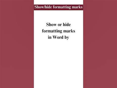 Show/Hide Formatting Marks in Microsoft Word - YouTube