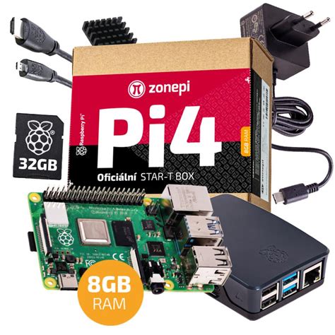 oficiální sada s raspberry pi 4b 8gb krabička 32gb microsd