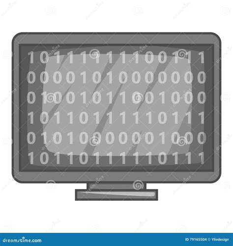 Binary Code On Monitor Icon Gray Monochrome Style Stock Vector Illustration Of Code Number