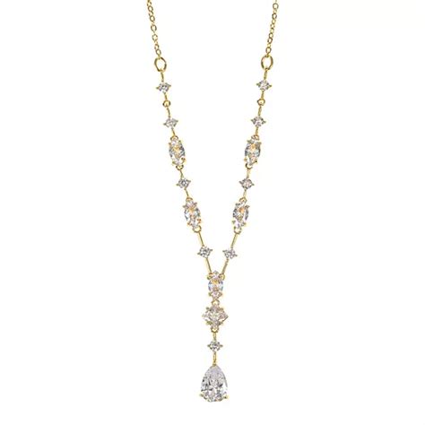 City Luxe Gold Tone Cubic Zirconia Drop Necklace